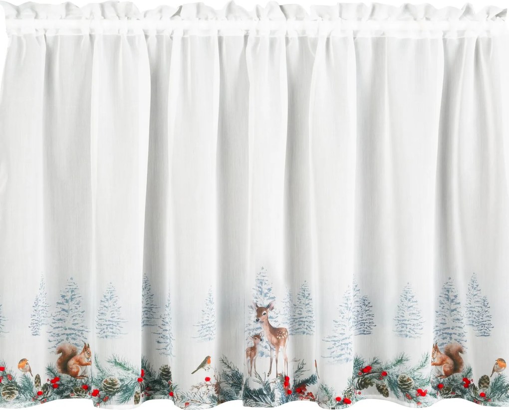 KRÁTKÁ VÁNOČNÍ ZÁCLONA NA PÁSCE XMAS19 150X70 CM VZOROVANÁ
