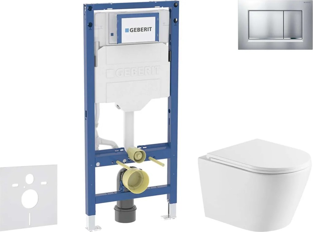 Geberit Duofix - Set předstěnové instalace, klozetu Nefia a sedátka softclose, tlačítko Sigma20, lakovaný chrom mat/chrom SANI11CA2106