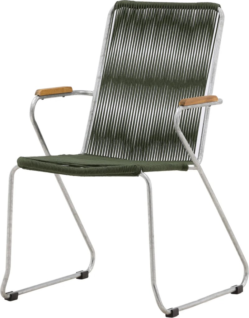Zahradní jídelní židle Bois – zelená / stříbrná – 60 cm