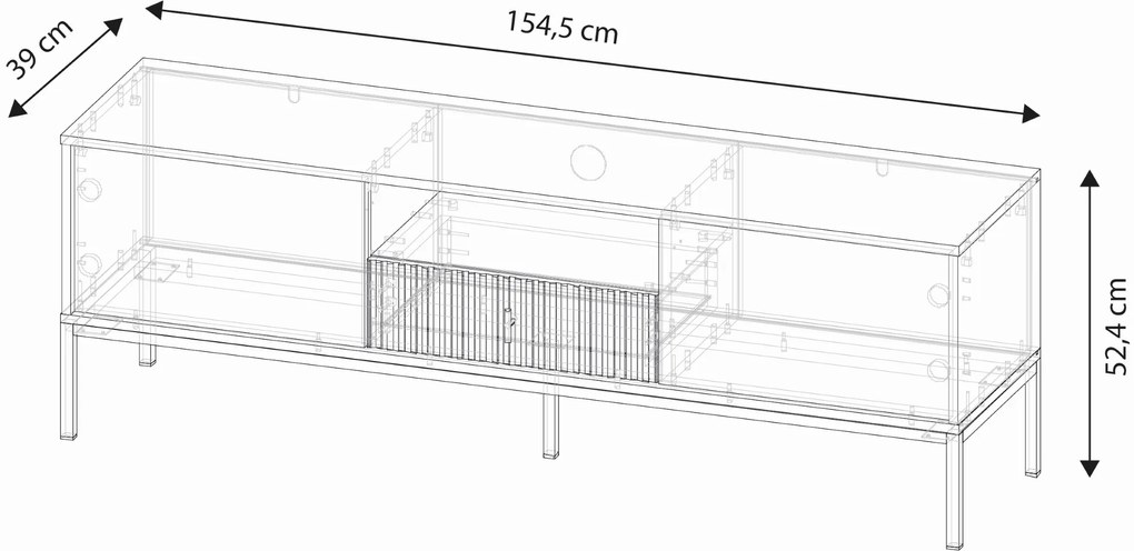 TV stolek Maggiore 154,5 cm zelený/černý/zlatý