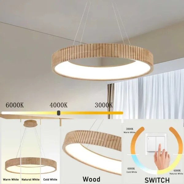 Brilagi - LED Lustr na lanku FALCON WOOD MODERN LED/40W/230V pr. 60 cm dřevo