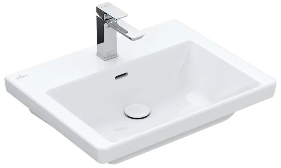 Villeroy & Boch Subway 3.0 - Umyvadlo 60x47 cm, s přepadem, otvor pro baterii, alpská bílá 4A706001