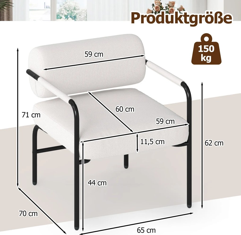 Costway Křeslo Modern Lounge Chair Polstrované křeslo s akcentem a područkami