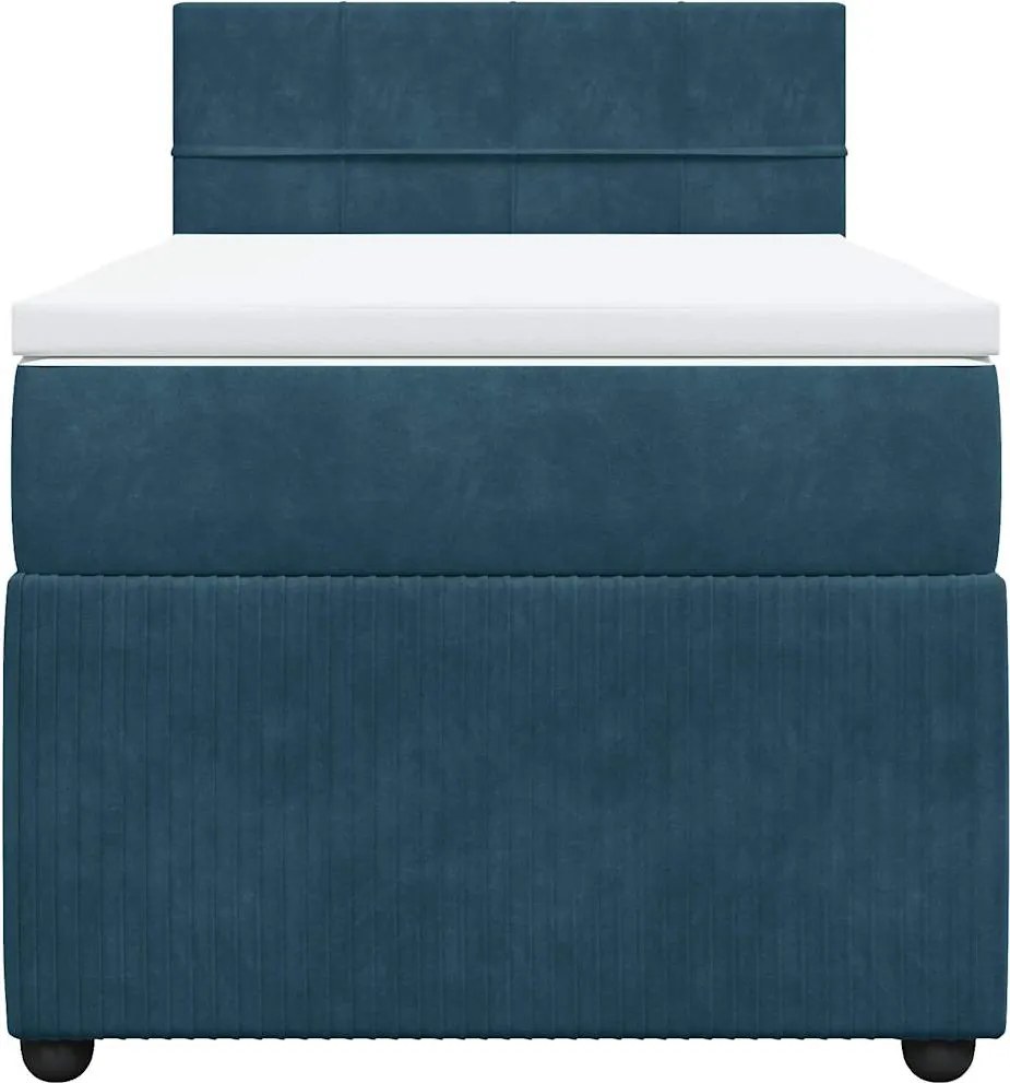 Box spring postel s matrací modrá 90 x 200 cm samet 3289954