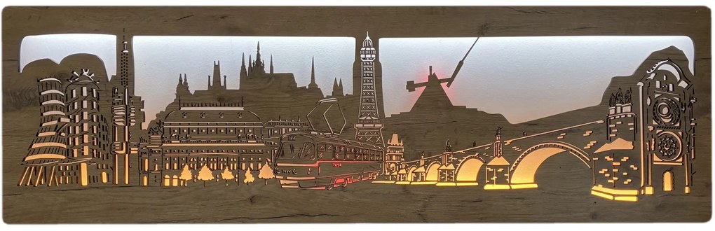 Li-Go "Praha" světelný obraz 130x40cm provedení povrchu: dub
