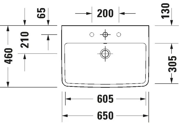 Duravit 23756500002 - Závěsné umyvadlo D-NEO 65x46 cm keramika/lesklá bílá