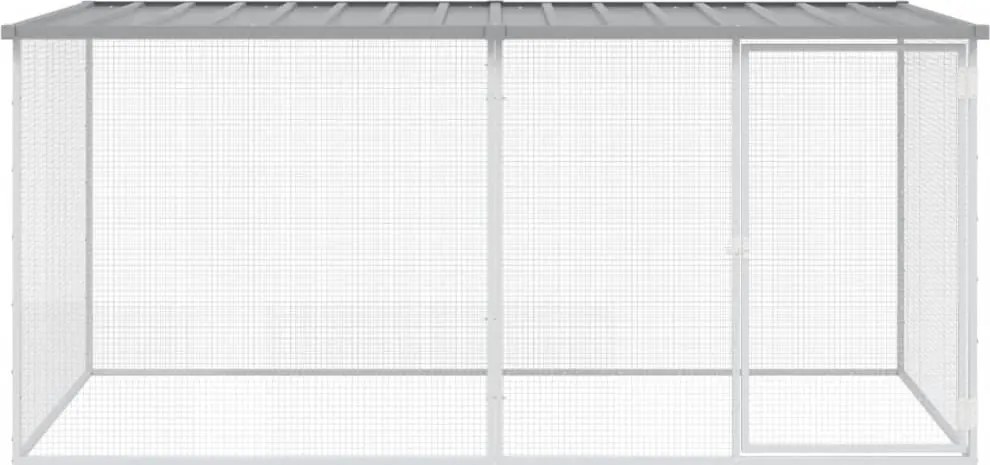 Klec pro kuřata se střechou světle šedá 203 x 98 x 90 cm pozinkovaná ocel 3189054