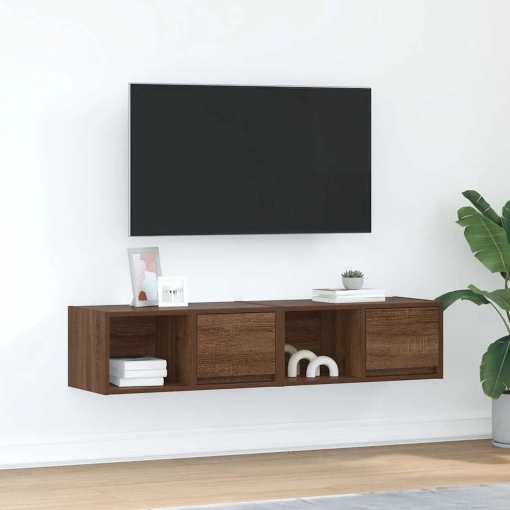 TV skříňky 2 ks Hnědý dub 60x31x25,5 cm Dřevěná konstrukce