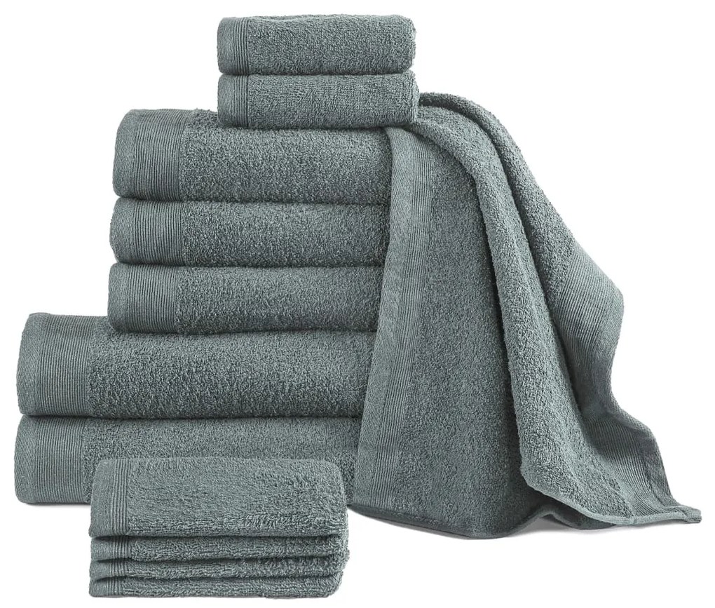 134676 vidaXL 12dílná sada ručníků a osušek bavlna 450 g/m² zelená
