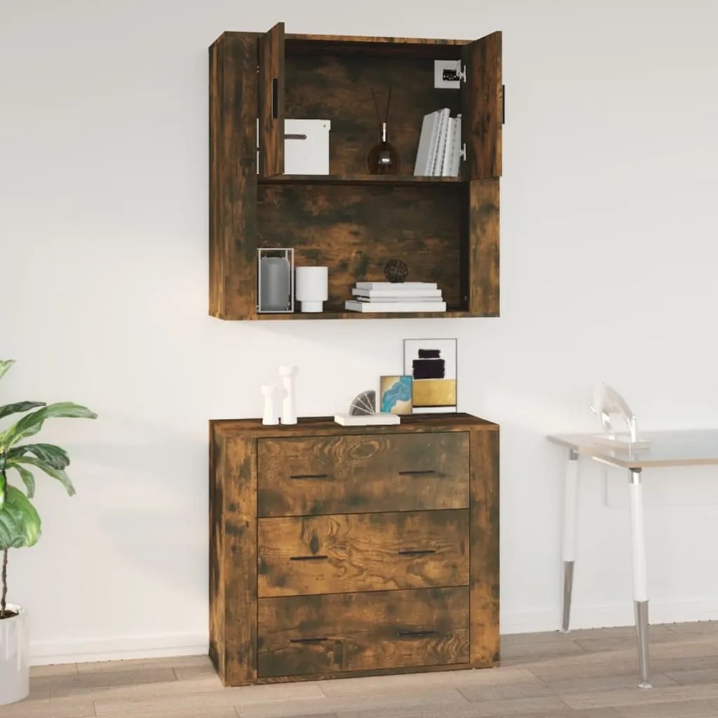Nástěnná Skříňka Kouřový Dub 80X33X80 Cm Kompozitní Dřevo