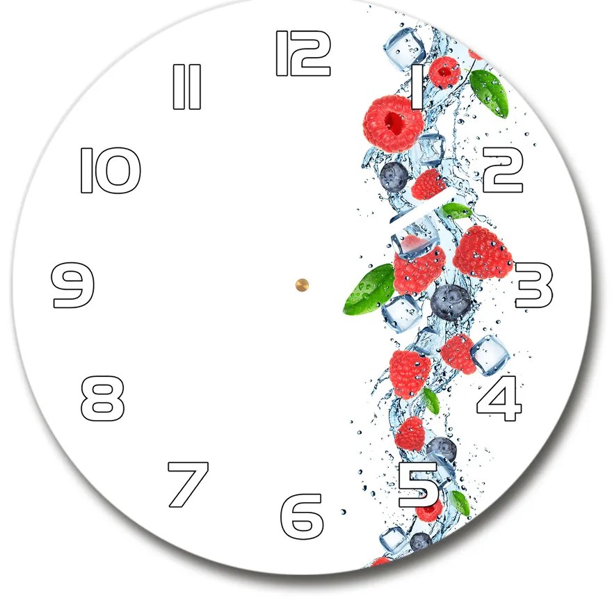 Wallmuralia Skleněné hodiny kulaté Lesní ovoce s ledem fi 30 cm