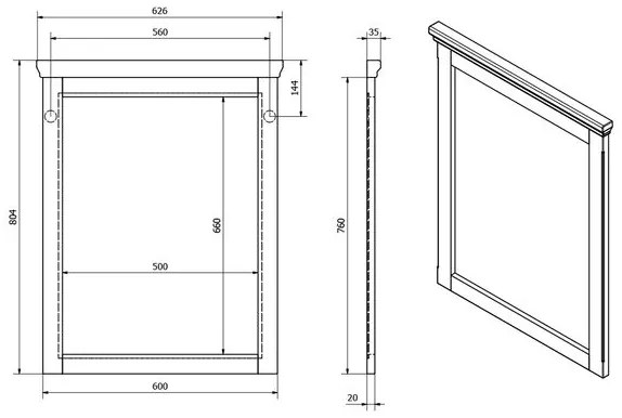 Sapho Cross Zrcadlo 60x80x35 cm, starobílá CR211