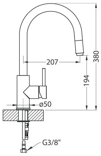 ALVEUS 1129022 - Dřezová baterie s vytahovací sprškou DELOS 38 cm granit/černá