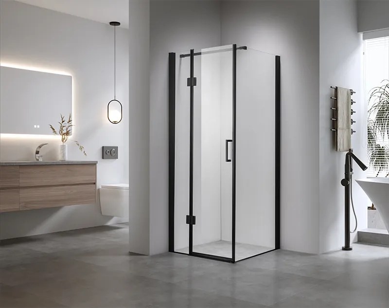 BPS-koupelny Čtvercový sprchový kout ZES KZ1390B BL 90x90 černá/transparent - bez vaničky