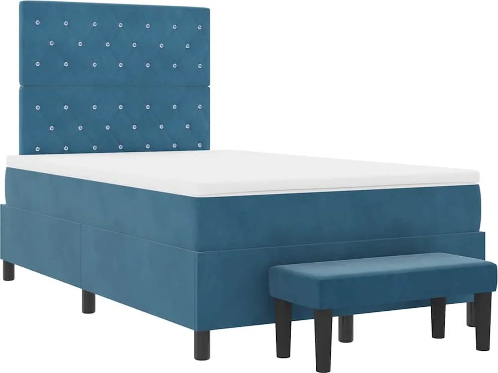 Postel s boxspringem s čelo Tmavě moddrá 200 x 120 cm samet 3344442