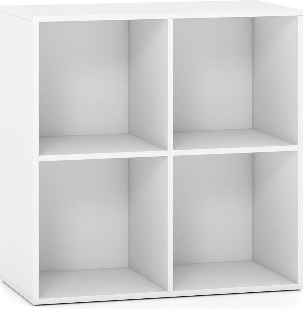 Costway Knihovna se 4 otevřenými přihrádkami, bílá