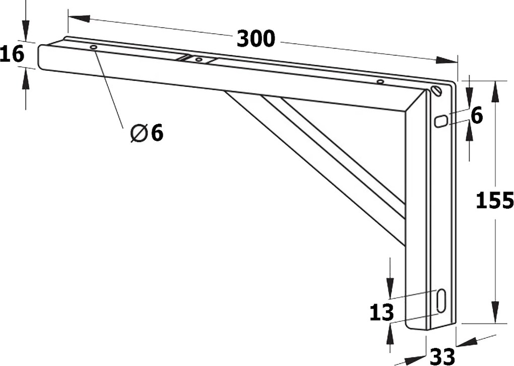 Sapho 305 x 160 x 32 mm 30386 Podpěrná konzole pozinkovaná ocel 1 ks