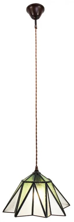 Zelený závěsný Tiffany lustr ve tvaru květu Luned – 31x107 cm