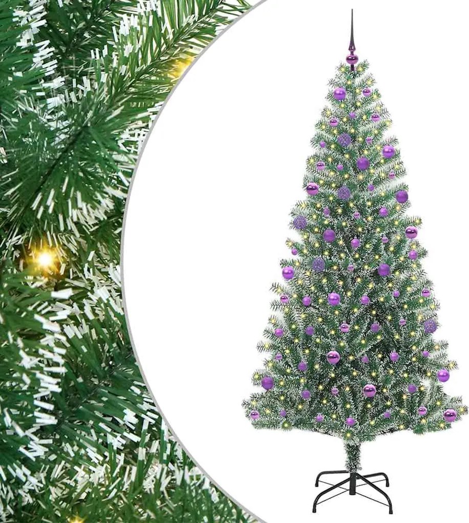 Umělý vánoční stromeček se sněhem a LED osvětlením 210 cm 3396830