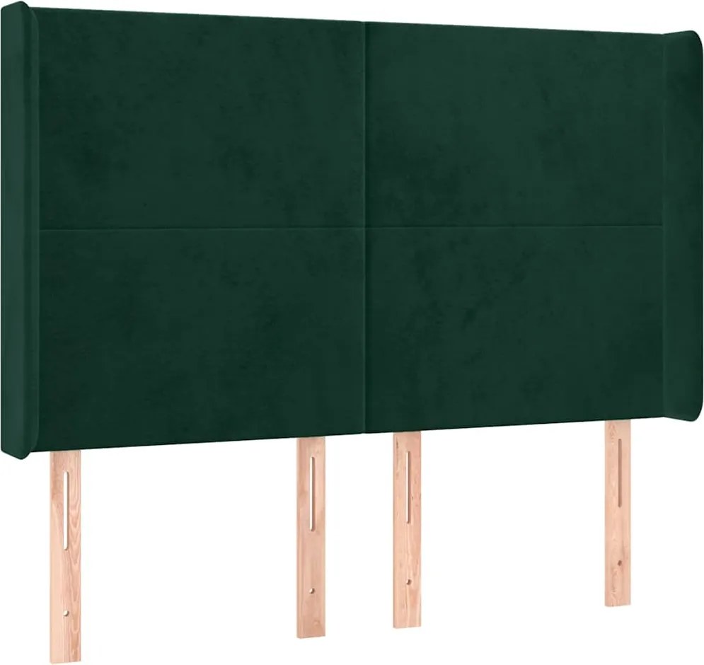 Box spring postel s matrací a LED tmavě zelená 140x190 cm samet 3139442