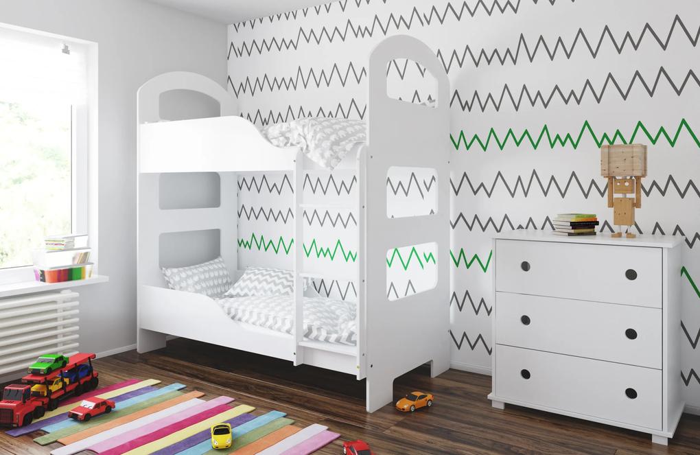 BabyBeds Dětská patrová postel HONZÍK 180x80 Barevné provedení: Šedá, Úložný prostor: Ne, bez úložného prostoru