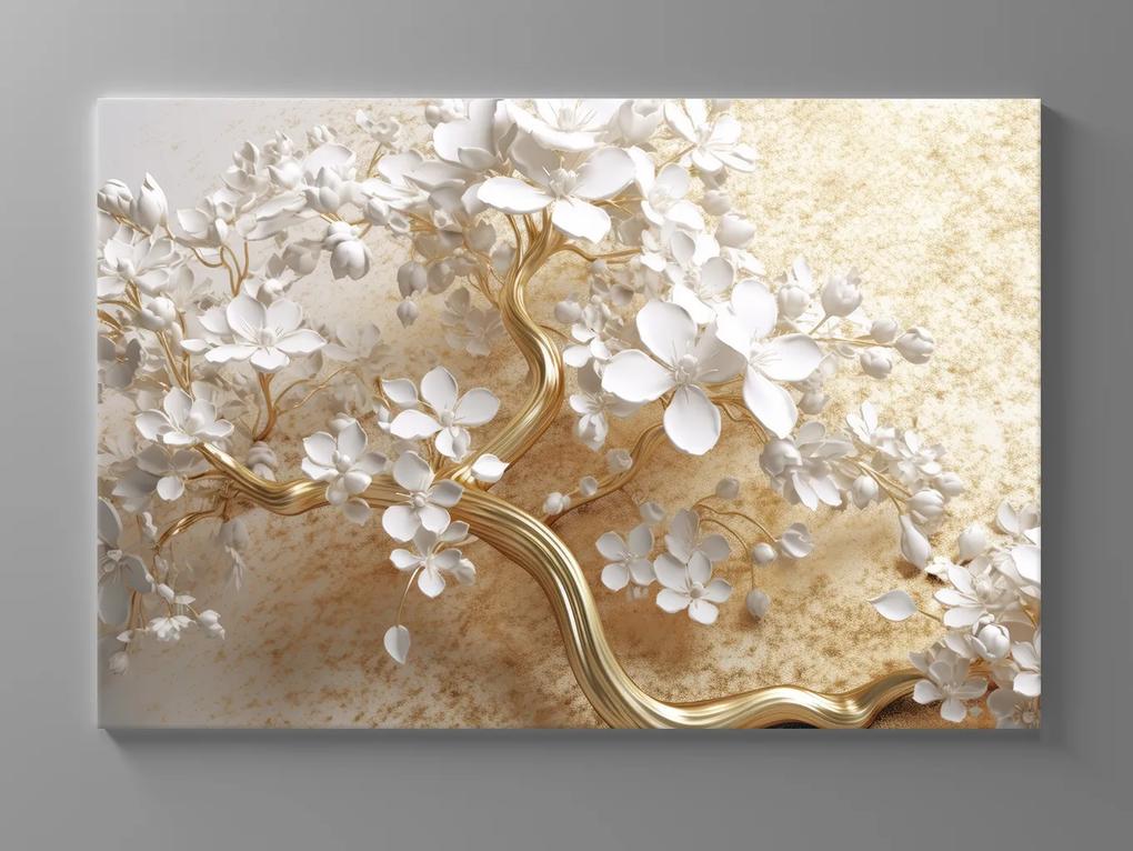Liox Obraz zlatý kmen s květinami Rozměr: 40 x 25 cm