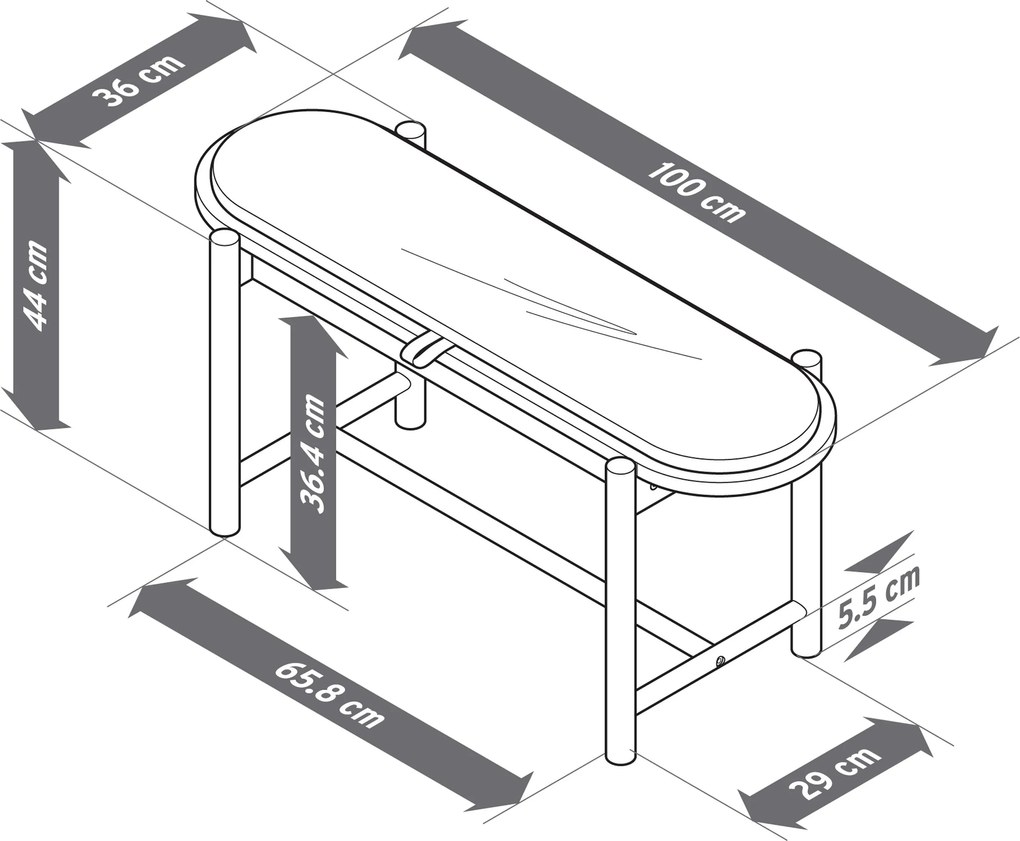 Tchibo - Lavice z masivního dřeva s polstrováním a úložným prostorem - barva: šedá