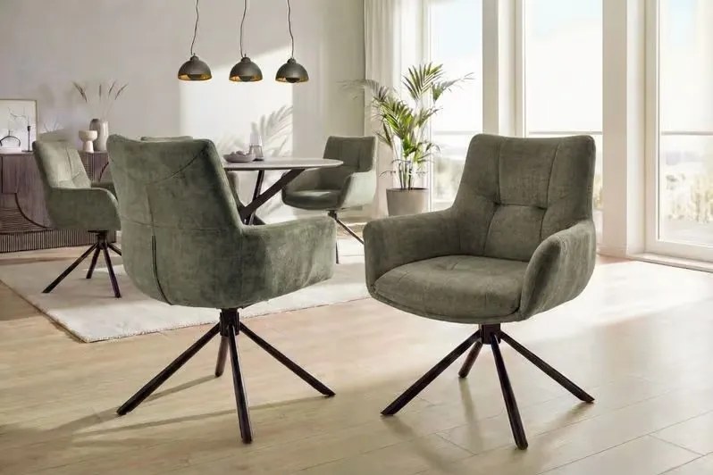 Designová otočná židle Vondila zelený samet