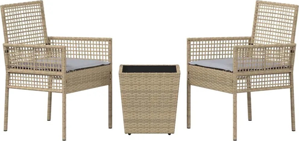 Zahradní bistro set 3 ks Béžová polyratan 3334958