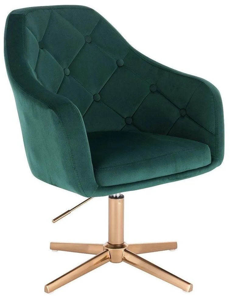 LuxuryForm DESIGN Otočné křeslo ANDORA VELUR na zlatém kříži - zelené