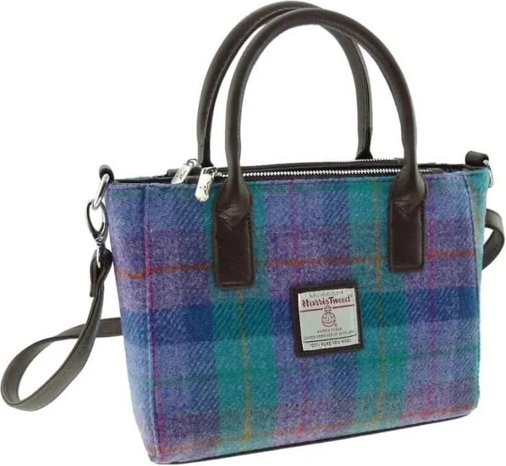 Kabelka Brora Harris Tweed - Green Purple Check