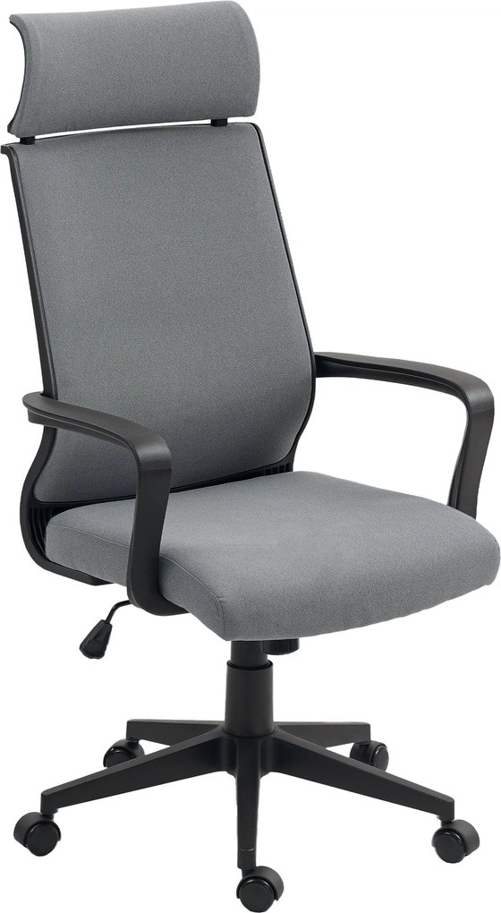 HOMCOM Kancelářská židle, ergonomická stolní židle s opěrkami, opěrkou hlavy, výškově nastavitelná otočná židle s houpací funkcí, počítačová židle s v