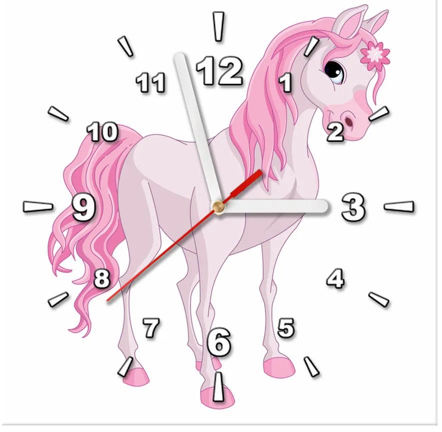 Gario Obraz s hodinami Růžový koník Rozměry: 30 x 30 cm