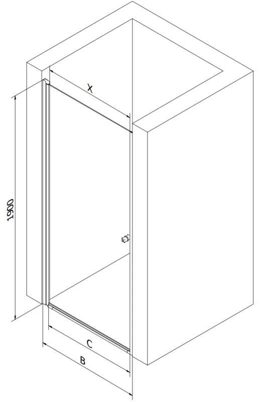 Mexen Pretoria otočné sprchové dveře 65 cm, Průhledné, Chromovaná - 852-065-000-01-00