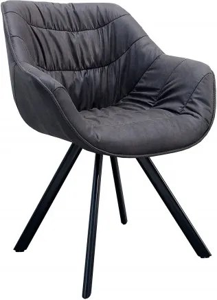 Deflee Židlo-křeslo COMFORT ANTIK DARK GREY KRS37610mikrovlákno,  kovová základna  63 cm x 82 cm x 63 cm