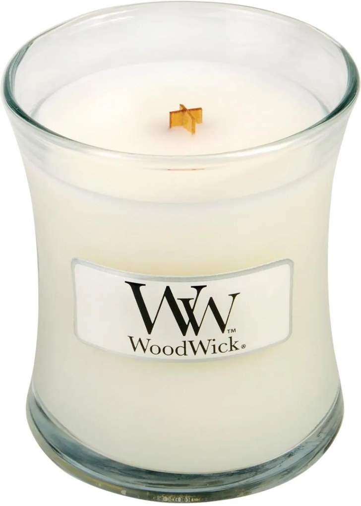 WoodWick Vonná svíčka WoodWick Dětský pudr 85 g, krémová barva, sklo, vosk