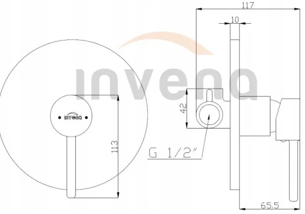 Invena Dafni, podomítková baterie 1-výstupová, černá matná, BP-88-4O1-A