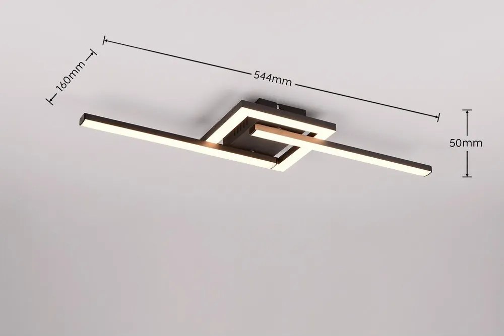Černé LED stropní svítidlo 16x54 cm Viale – Reality