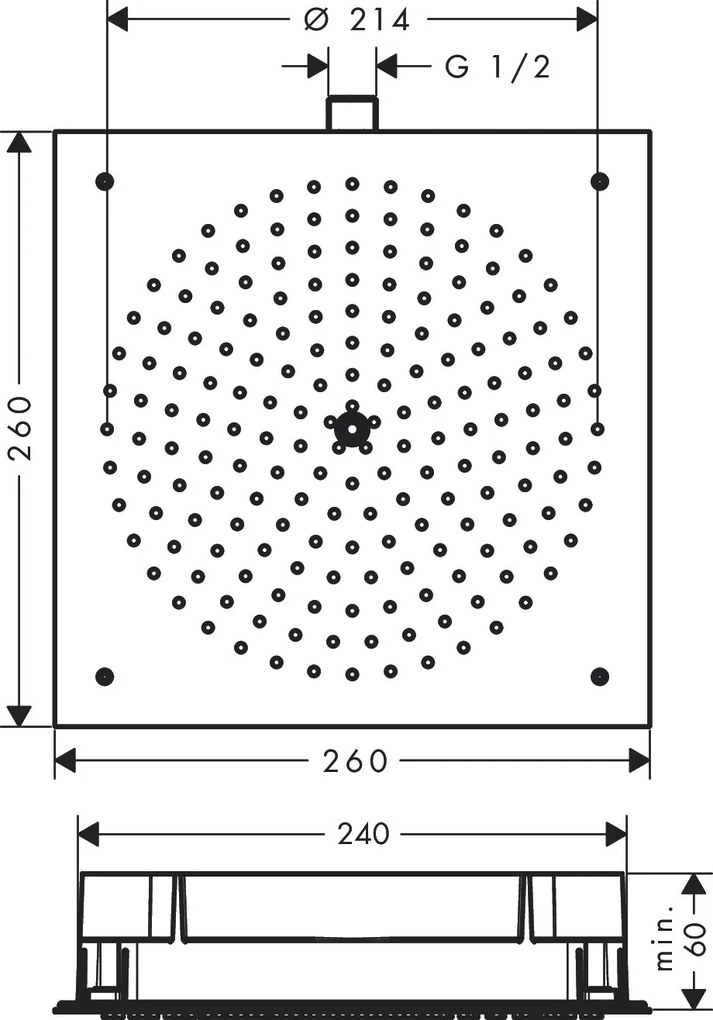 Hansgrohe Raindance, hlavová sprcha 260/260 1jet EcoSmart 9 l/min, chromová, HAN-26481000