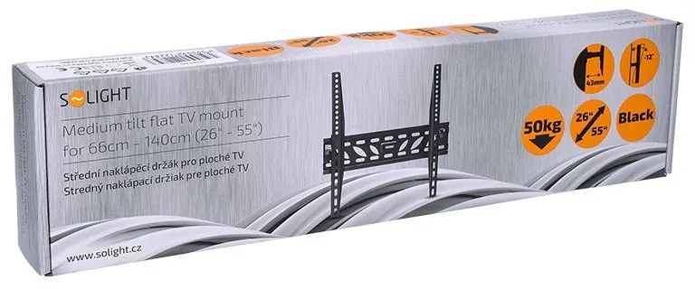 SOLIGHT Střední naklápěcí držák pro ploché TV od 66 - 140cm (26" - 55"), nosnost 50kg