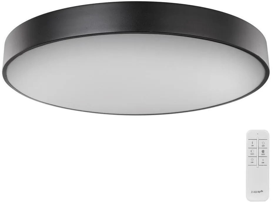 Globo 41744-48s led stropní svítidlo wiss 1x48w | 3100lm | 3000-6000k - stmívatelné, dálkové ovládání, noční režim, paměťová funkce, černá, opál