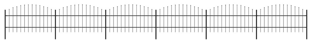 Zahradní plot s kopím nahoře ocelový 1005 x 100 cm černý 277717