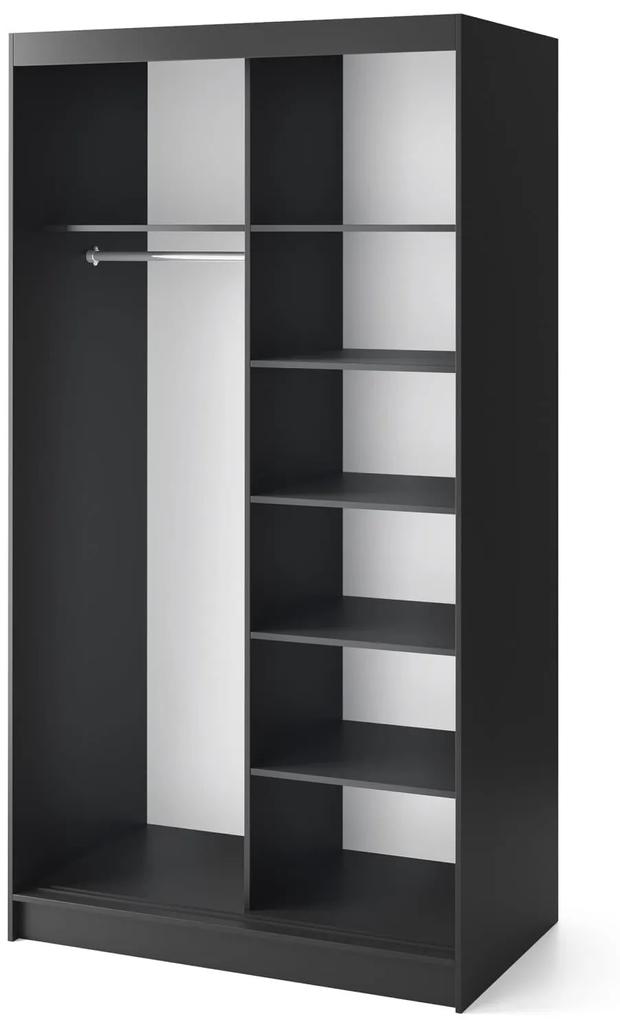 Černá šatní skříň s posuvnými dveřmi Prescco - 120 cm