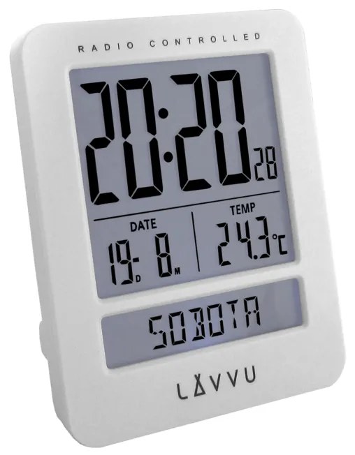 LAVVU Digitální budík řízený rádiovým signálem LAVVU Duo White LAR0020