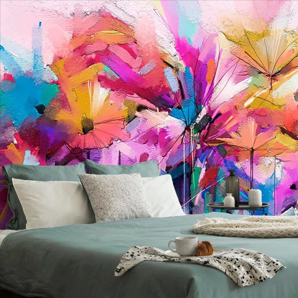 Samolepící tapeta abstraktní barevné květiny - 375x250 cm