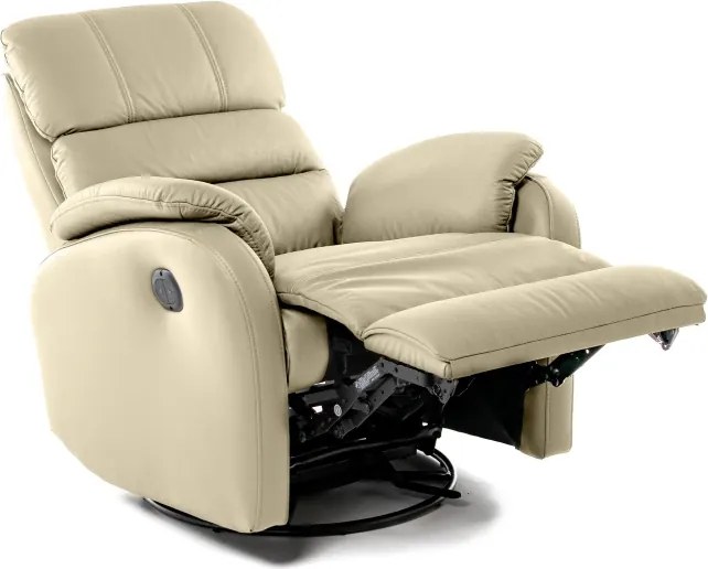 Kožené houpací křeslo s elektrickým polohováním ELEGANT 1, krémová