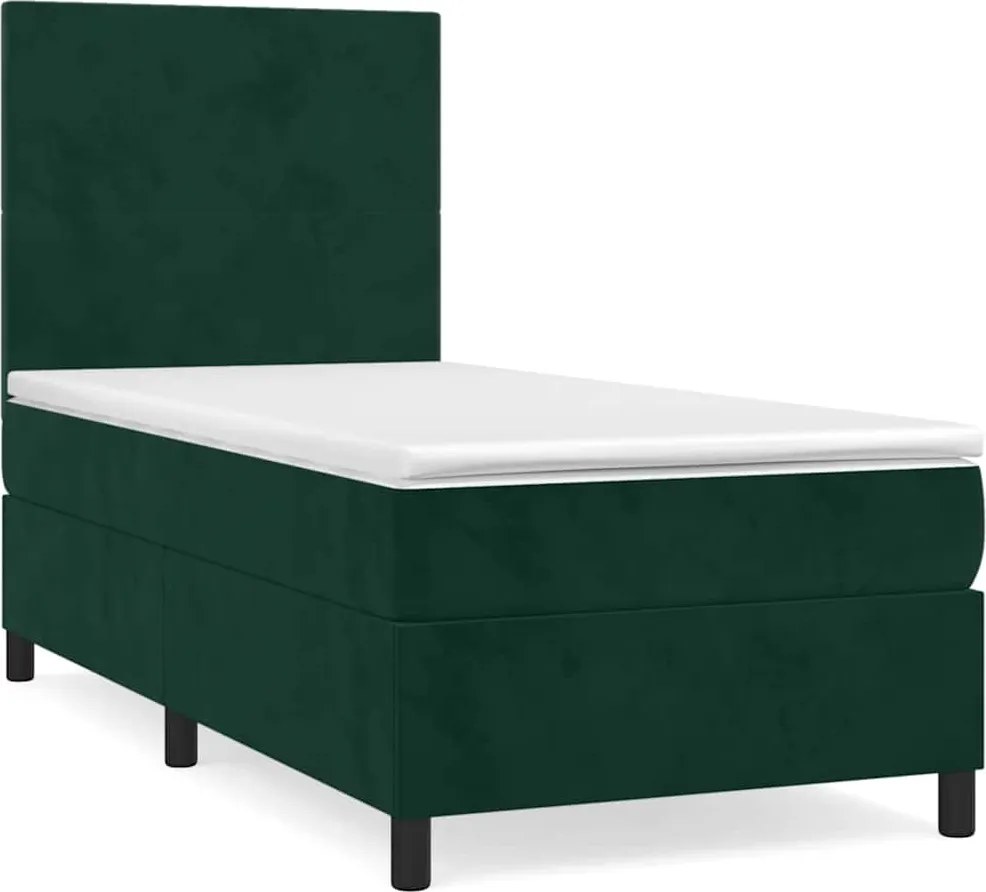 Box spring postel s matrací tmavě zelená 80 x 200 cm samet 3142872