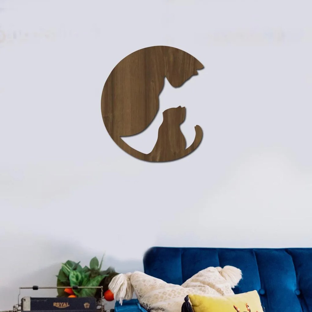 dřevo života Dřevěný obraz s motivem kočky Rozměry (cm): 20, Barevný vzor: Buk