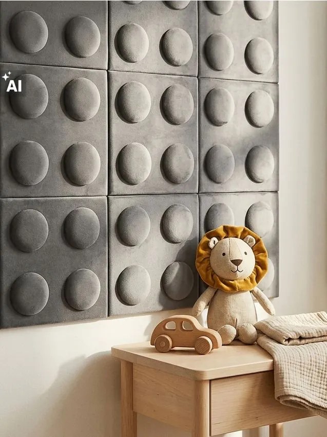 Sinsay - Sametový čalouněný panel ve tvaru kostky - šedá