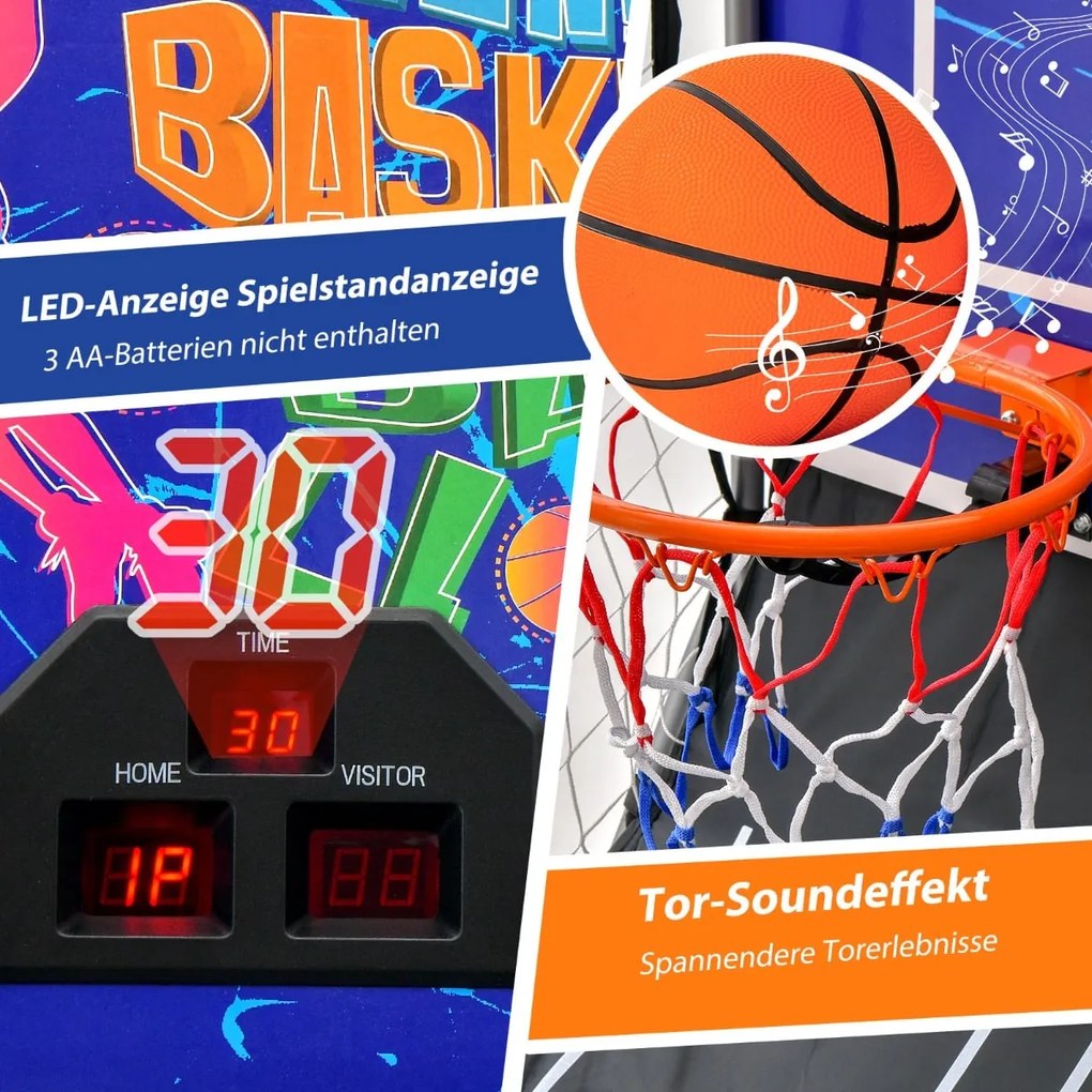 Costway Basketbalový stroj Skládací basketbalová arkádová hra s 2 modrými koši